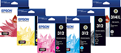 Epson 312 - Std Capacity Ink Cartridges (C, M, Y, K) & 314XL - High...